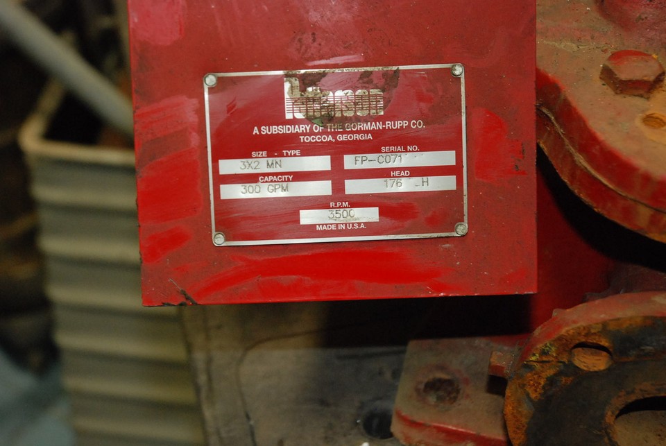 Patterson Centrifugal Pump, 3x2 MN, 300GPM, 176' head, Used | eBay