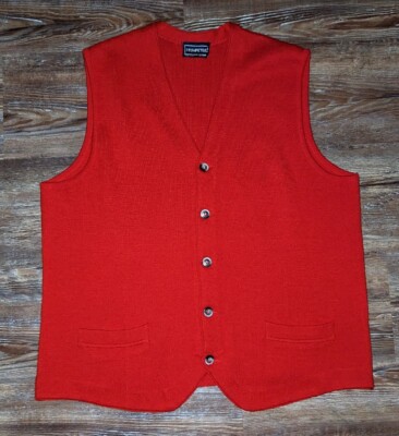Vintage Trumpeter made in Italy red wool blend vest mens size XL | eBay