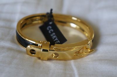 NEW Designer CC SKYE Single Python Buckle Hinged Bangle Bracelet Gold ...