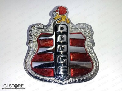 Dodge Coronet Shield Emblem Hood Crest Badge Brass Chrome Red Black ...