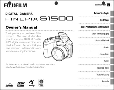 FujiFilm FinePix S1500 Digital Camera User Guide Instruction Manual | eBay