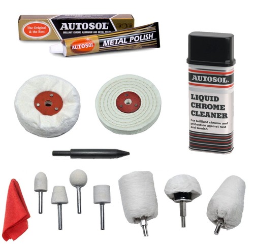 Autosol Chrome & Metal Polishing Buffing Kit Liquid Chrome & Metal ...