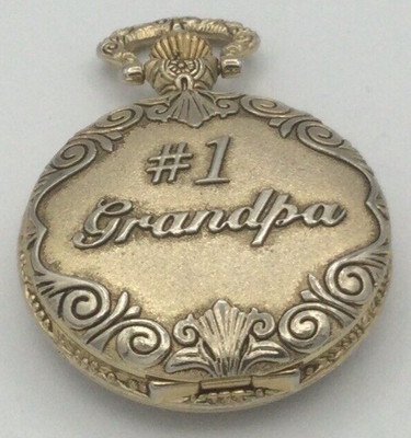 #1 Grandpa Pocket Watch Gold Tone White Dial Needs Battery Fast Free ...