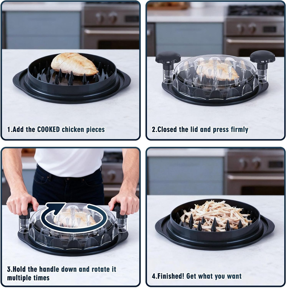 RAINBEAN Chicken Shredder, Transparent Lid Meat Shredder Tool Twist for ...