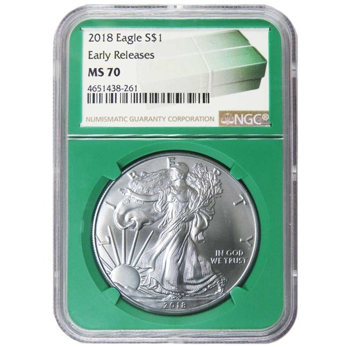 2018 $1 American Silver Eagle NGC MS70 ER Monster Box Label (Green Core ...