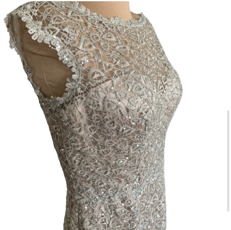 Montage by Mon Cheri Lace Near Champagne w/ Light Grey Gown Formal ...