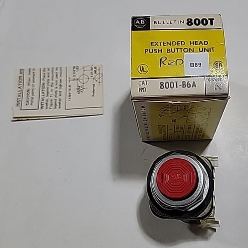Allen-Bradley 800T-B6A, Red Extended Head Pushbutton, 1NO + 1NC Contact ...