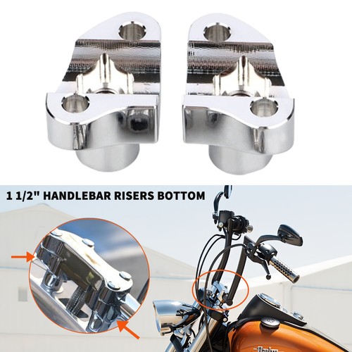1-1/2" Tall Straight Handlebar Risers Chrome For Harley Softail Dyna ...