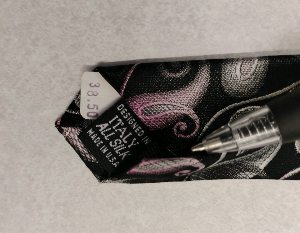 Mario Borelli Silk Necktie 3"x50" Black Pink Silver Paisley Tie | eBay