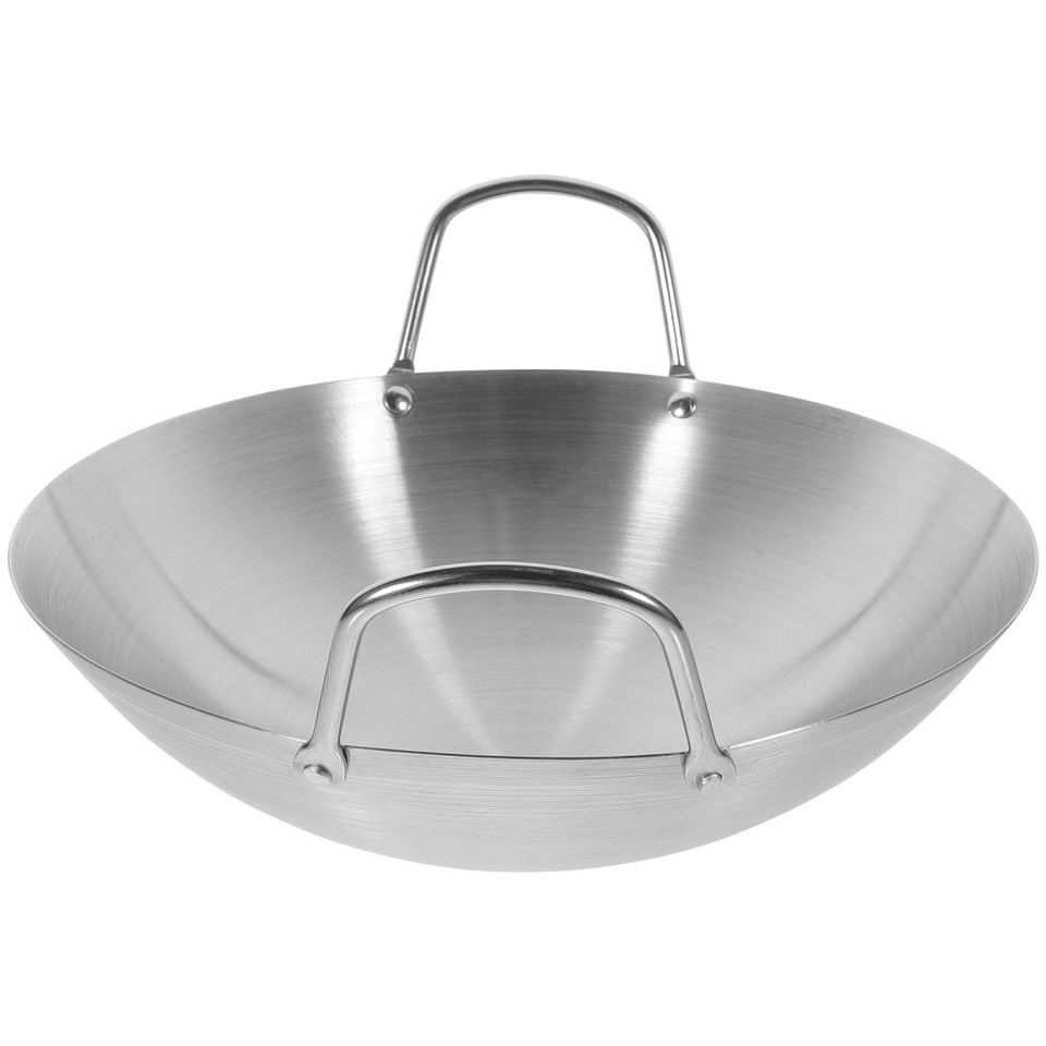 Stainless Steel Wok Round Bottom Wok Large Fry Pan Large Capacity Pan ...