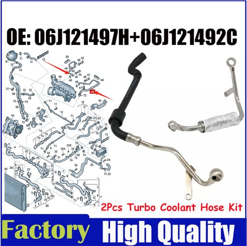 2x Turbo Coolant Hose Kit For VW Passat Tiguan Audi A3 Q3 06J121497H ...