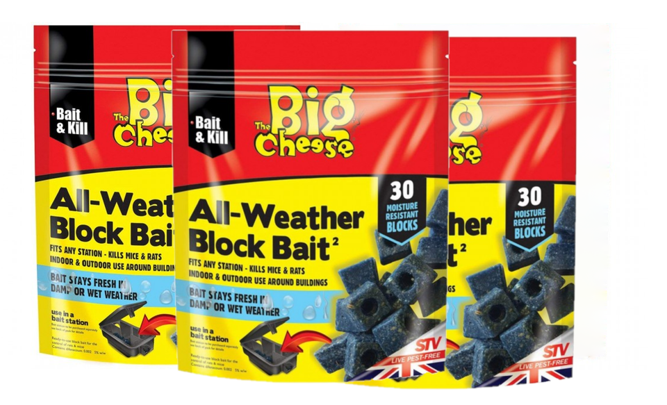 BIG CHEESE PROFESSIONAL STRENGTH BLOCK BAIT POISON STV RAT & MOUSE ...