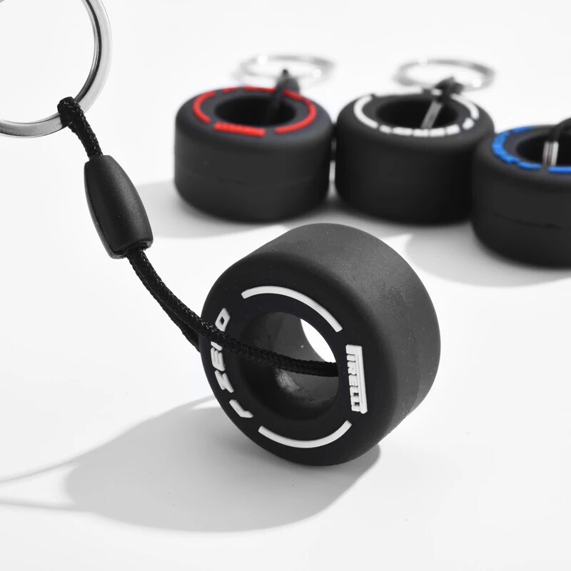 Hot F1 Racing Tire Keychain Car Key Accessories PVC Tire Pendant Bag ...