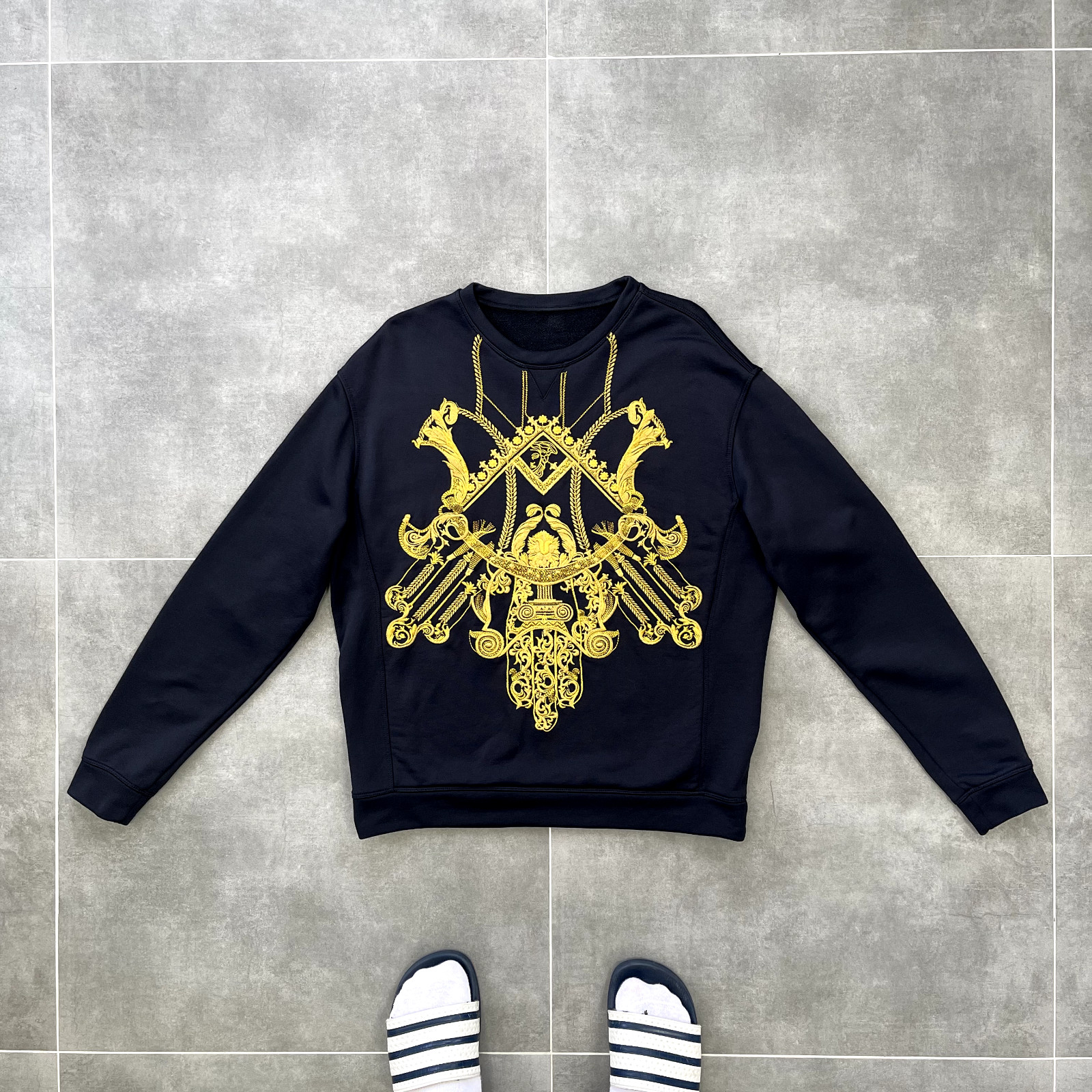 Gianni Versace Baroque Gold Big Logo Sweatshirt Size S - Gem