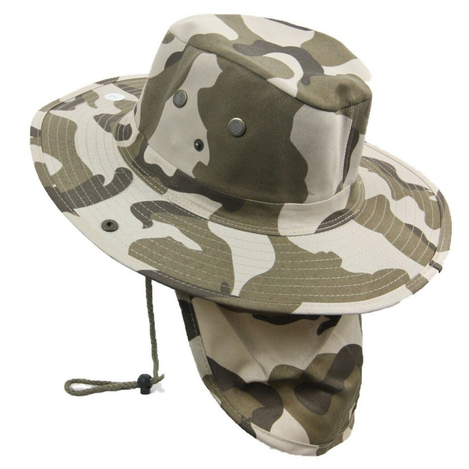 Boonie Cap Fishing Hiking Summer Snap Brim Neck Cover Bucket Flap ...
