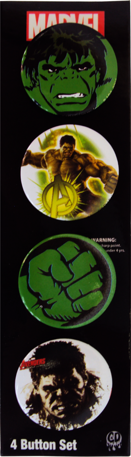 Buttons - Hulk Marvel Avengers Comic Pin Badge Pack Gift 1.25" SET OF 4 ...