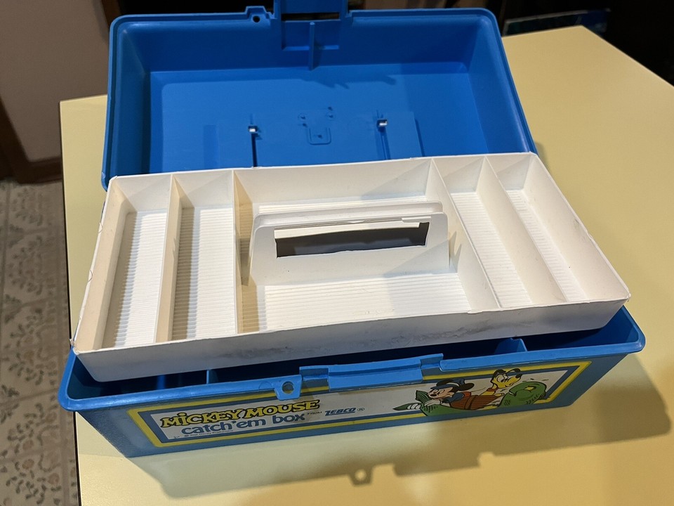 Mickey Mouse Tackle Box Zebco Fish Fishing Kid Storage Tray Blue Disney ...