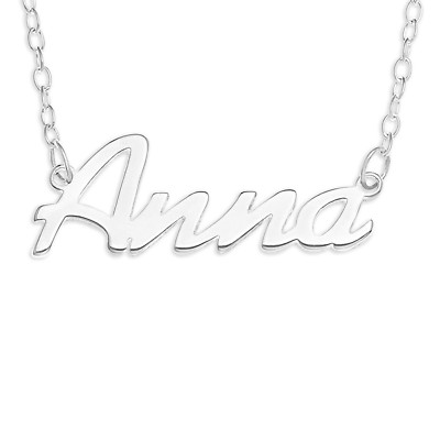 Anna Name Plate Necklace Pendent Sterling Silver female Personalized ...