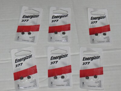 w1 Energizer 377 Silver Oxide Button Cell Battery (lot of 6) Exp 03/ ...