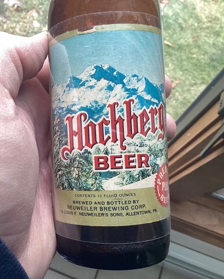 Vintage Allentown PA Beer Bottle Paper Label Neuweiler Hochberg Beer ...