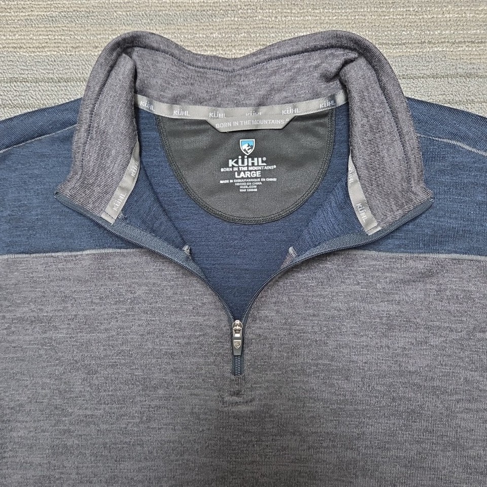 Kuhl Ryzer 1/4 Zip Size L Blue Gray Pullover Sweater Long Sleeve ...