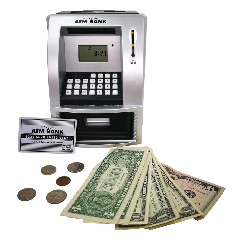 ATM Savings Bank for Real Money, Electronic Piggy Bank for Kids ...