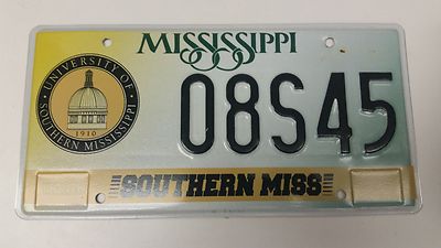 EXPIRED MISSISSIPPI Southern Miss License Plate 08S45 | eBay