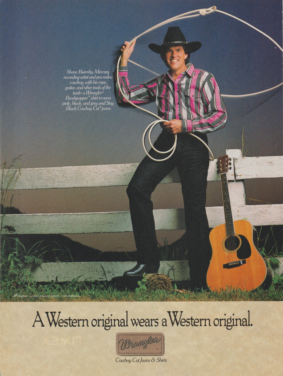 1990 Wrangler Jeans - Country Singer Rodeo Cowboy Shane Barmby - Print ...