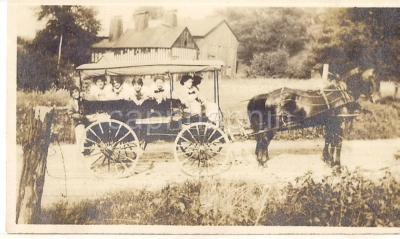 Girls In Multi Seat Horse Drawn Carriage Surrey Ride In Countryside ...
