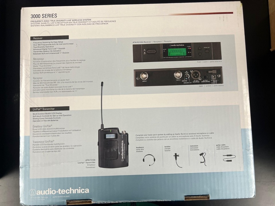 AUDIO TECHNICA ATW-3110B - (ATW-R3100b Receiver & ATW-T310b UniPak ...