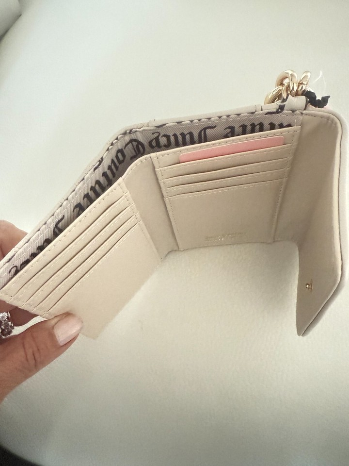 NWT JUICY COUTURE TOP NOTCH DOUBLE SIDED TRIFOLD WALLET WRISTLET BEIGE ...