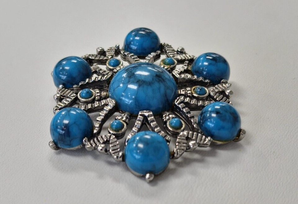 Dyed Turquoise Snowflake Style Brooch | eBay