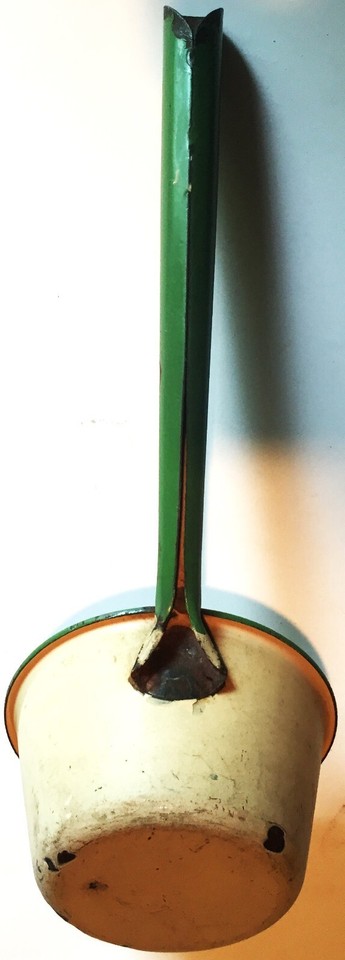 Vintage Metal 11" Long Black Handled with white enamel dipper Ready to ...