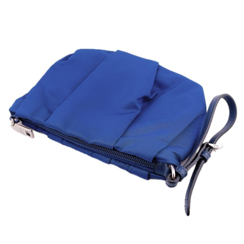 PRADA Nylon Triangle Pouch Blue Small Cosmetic Bag Authentic Bag | eBay