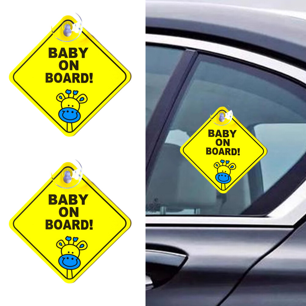 2pcs With Suction Cup Universal Travel Car Sticker Exterior Warning ...