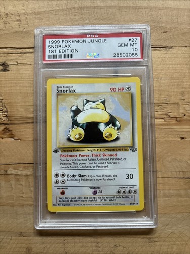 1999 Pokémon Jungle Snorlax 1st Edition Non-Holo PSA 10 | eBay