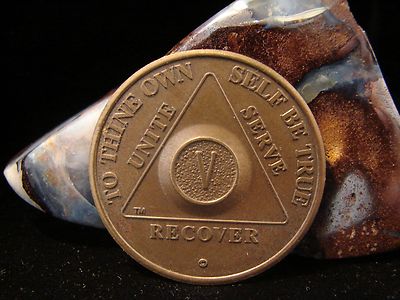 Alcoholics Anonymous AA 5 year Bronze Medallion Coin Chip Token ...