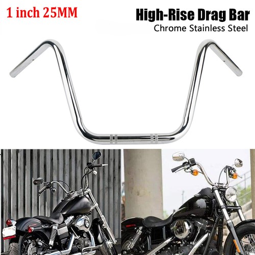 Chrome 1'' 25mm Motorcycle Handlebars Bar Drag High-Rise For Harley ...