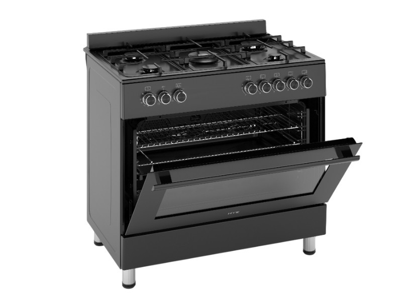 HYE 90cm Gas Cooker Single Oven Range Cooker With 5 Burners - Black ...
