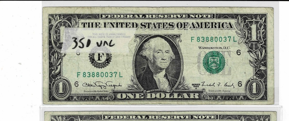 1988A $1 Federal Reserve 'WEB' notes--(LOT OF 3)fr.1917-F--TOUGH SCARCE ...