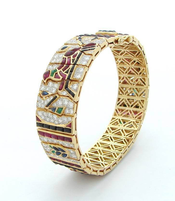 EGYPTIAN REVIVAL DIAMOND RUBY SAPPHIRE EMERALD ONYX B… - Gem