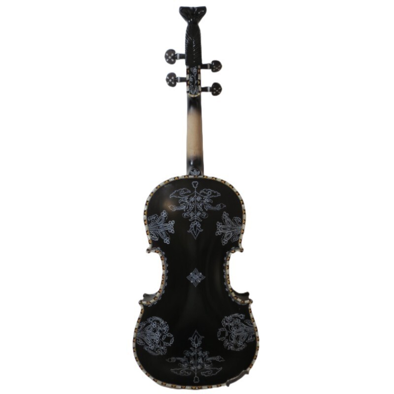 Hand made Norwegian fiddle black 4 strings Hardanger fiddle violin 4/4 ...