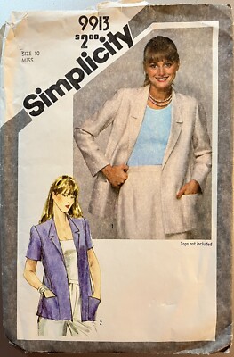 Vtg Simplicity pattern 9913 Misses' Jiffy Unlined Jacket size 10 bust ...