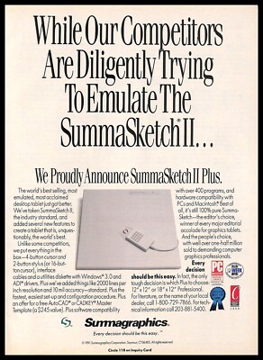 1992 Summagraphics SummaSketch II PRINT AD Retro Computers PC Graphics ...