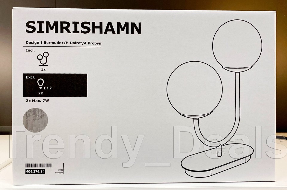 Ikea SIMRISHAMN Table Lamp Modern Chrome Plated/Opal Glass 17" - NEW | eBay