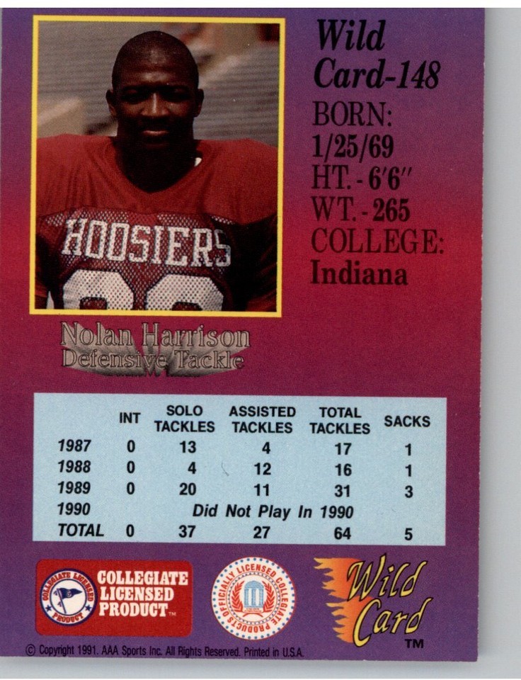 1991 Wild Card Draft #148 Nolan Harrison | eBay