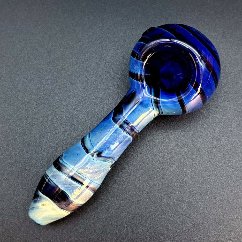 4.3" Glass Pipe Blue Pocket Tobacco Hand Pipe Pyrex Smoking Tube Spoon ...