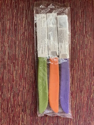 Pampered Chef Quikut Paring Knife Set 3-Piece, Purple/Green/Orange ...