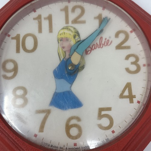 Vintage Barbie TNT Barbie Wall Clock Red Pendulum HTF Working Plug In ...