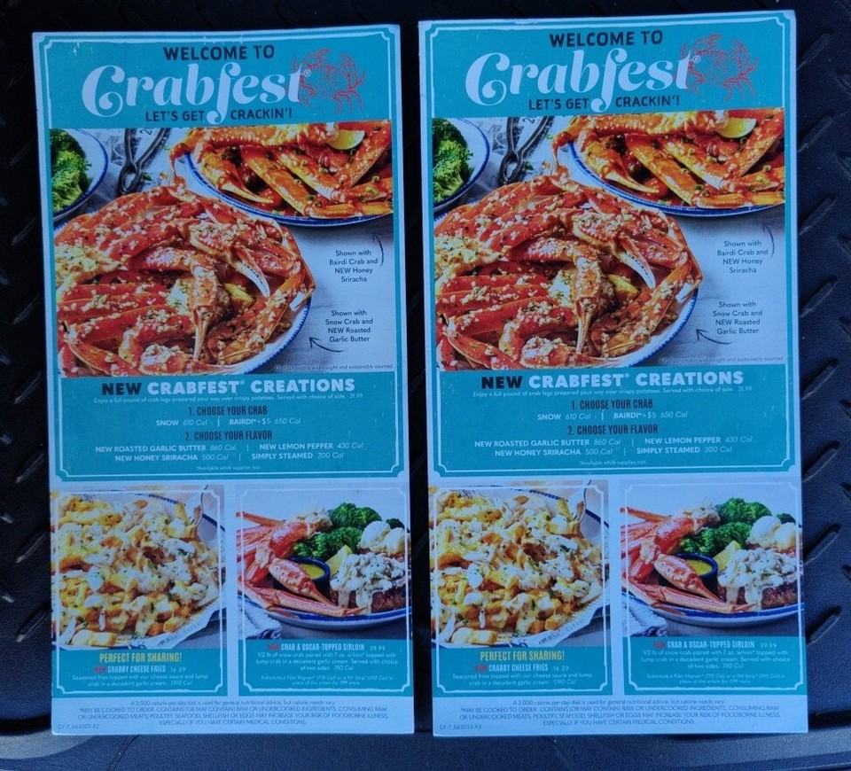 1 Red Lobster Restaurant MENU CRABFEST, .1 | eBay